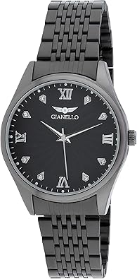 Amazon.com: Gianello Men's Genuine Diamond Dial Watch (Black Brillaire ...
