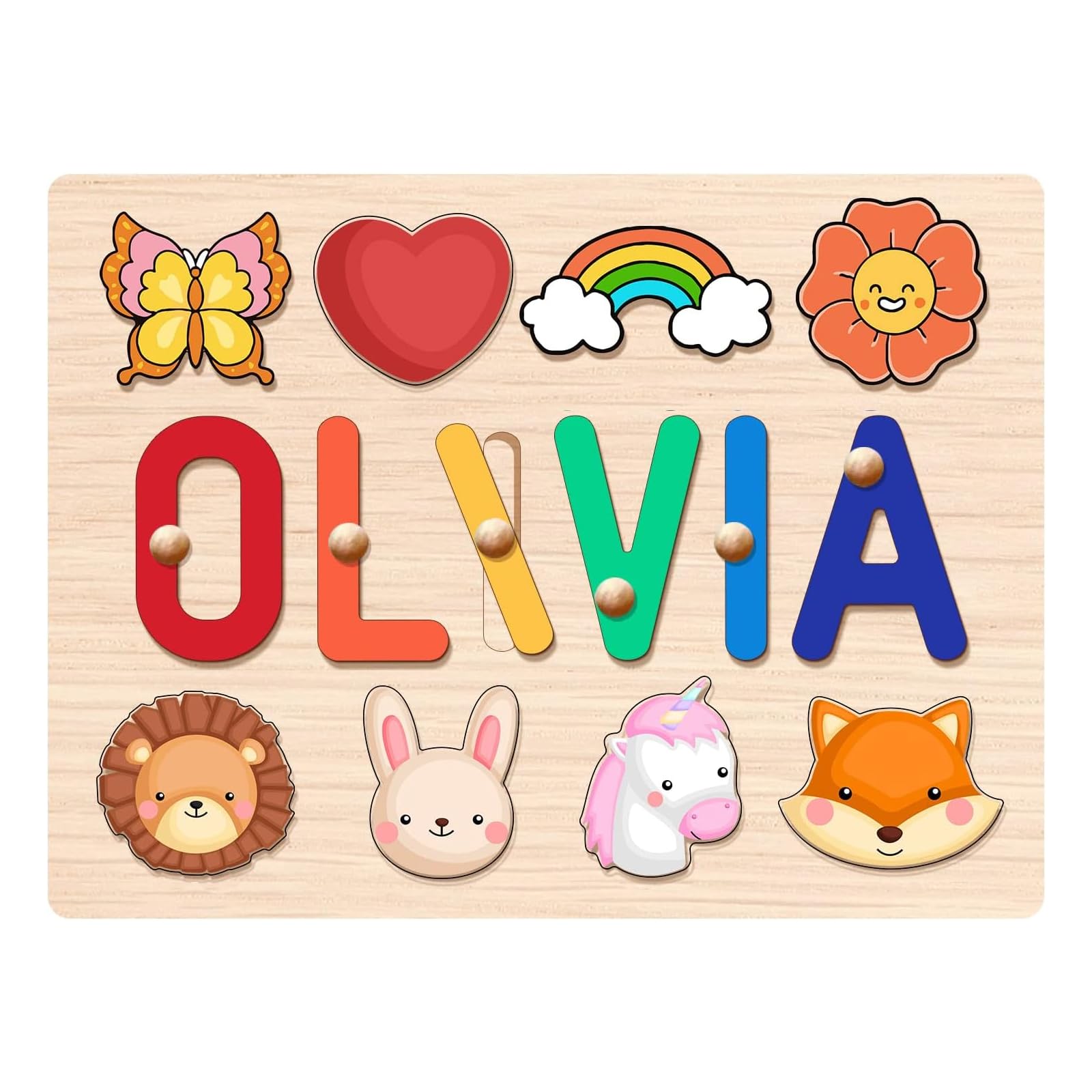 Amazon.com: Wooden Name Puzzle for Kids Personalized, 1st Birthday ...