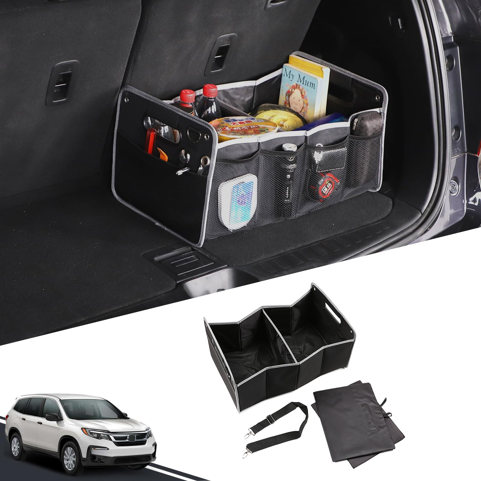 Amazon.com: HIRUFAIT Trunk Organizer Compatible with Honda Pilot 2016 ...