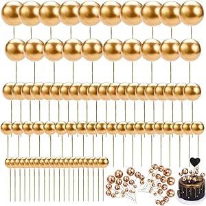 80 PCS Gold Balls for Cake Decorating - Round Ball Decorations for ...
