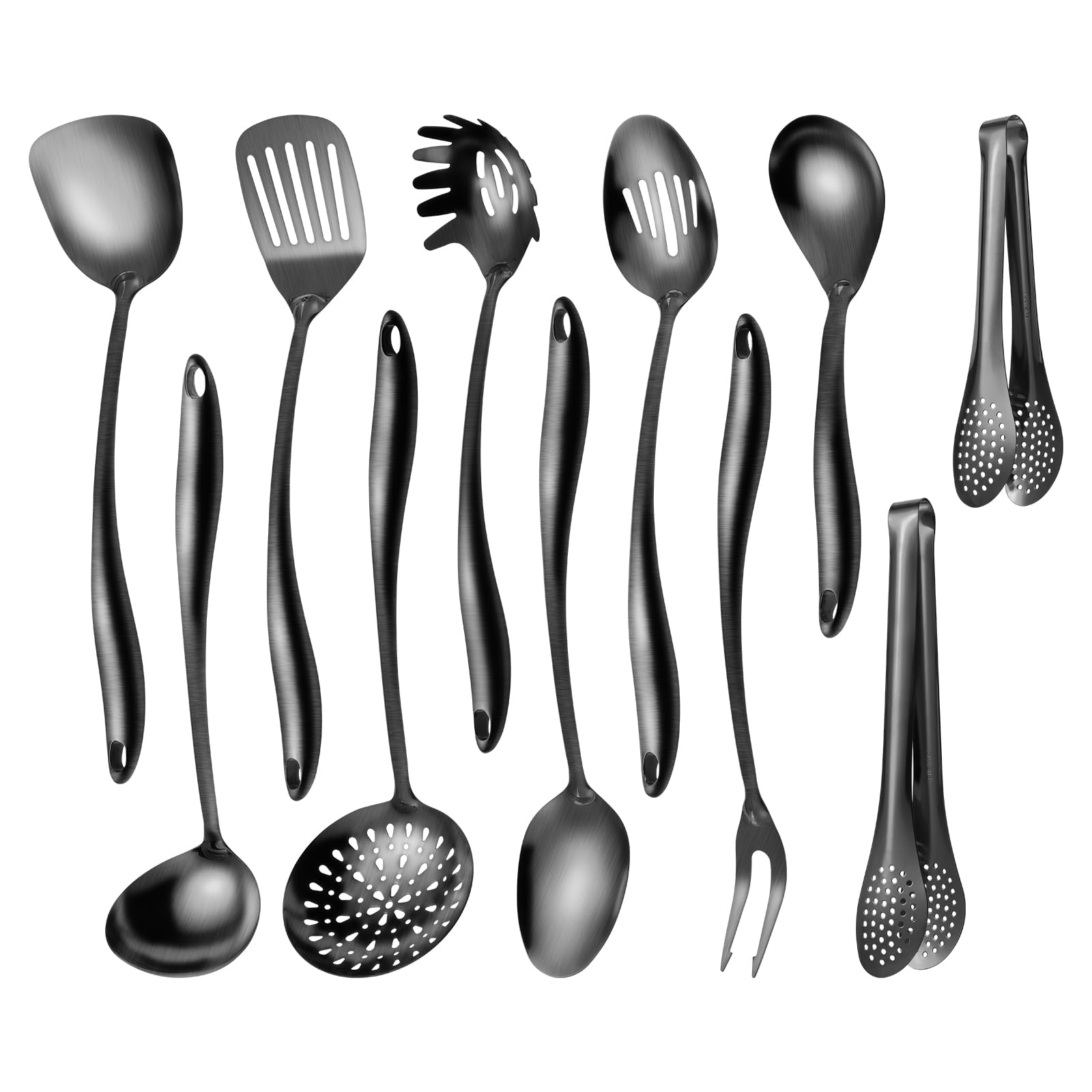 Amazon.com: 304 Stainlss Steel Matte Kitchen Utensils Set, 11 Pcs Long ...