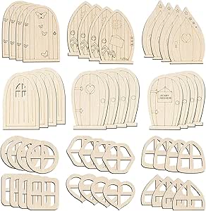 Unpainted Fairy Theme Mini Door, 48pcs Mini Wooden Fairy Doors, Miniature Wooden Fairy Doors ...