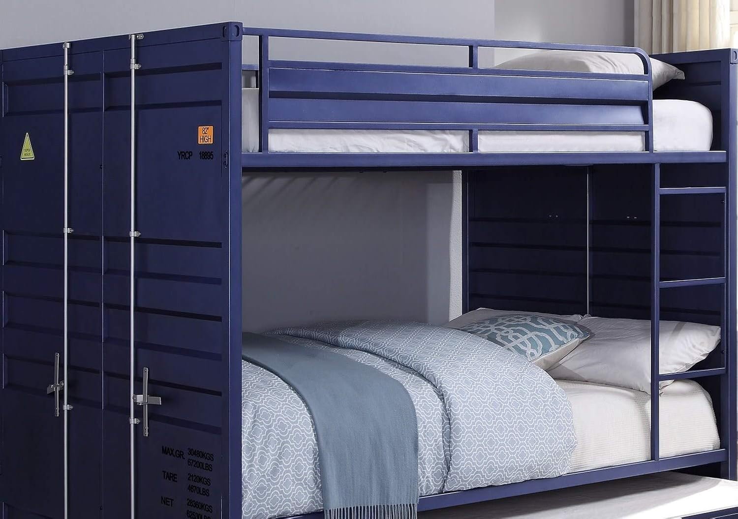 Amazon.com: VSOGA Cargo Bunk Bed - Full/Full, Blue Finish (1Set/2Ctn ...