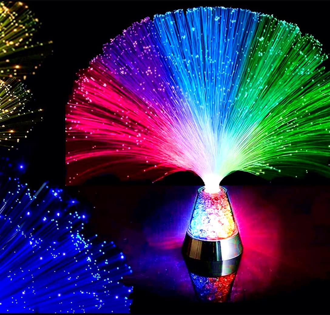 2 Pcs Color Changing Fiber Optic Lamp Multi-Sensory Light with Cone ...