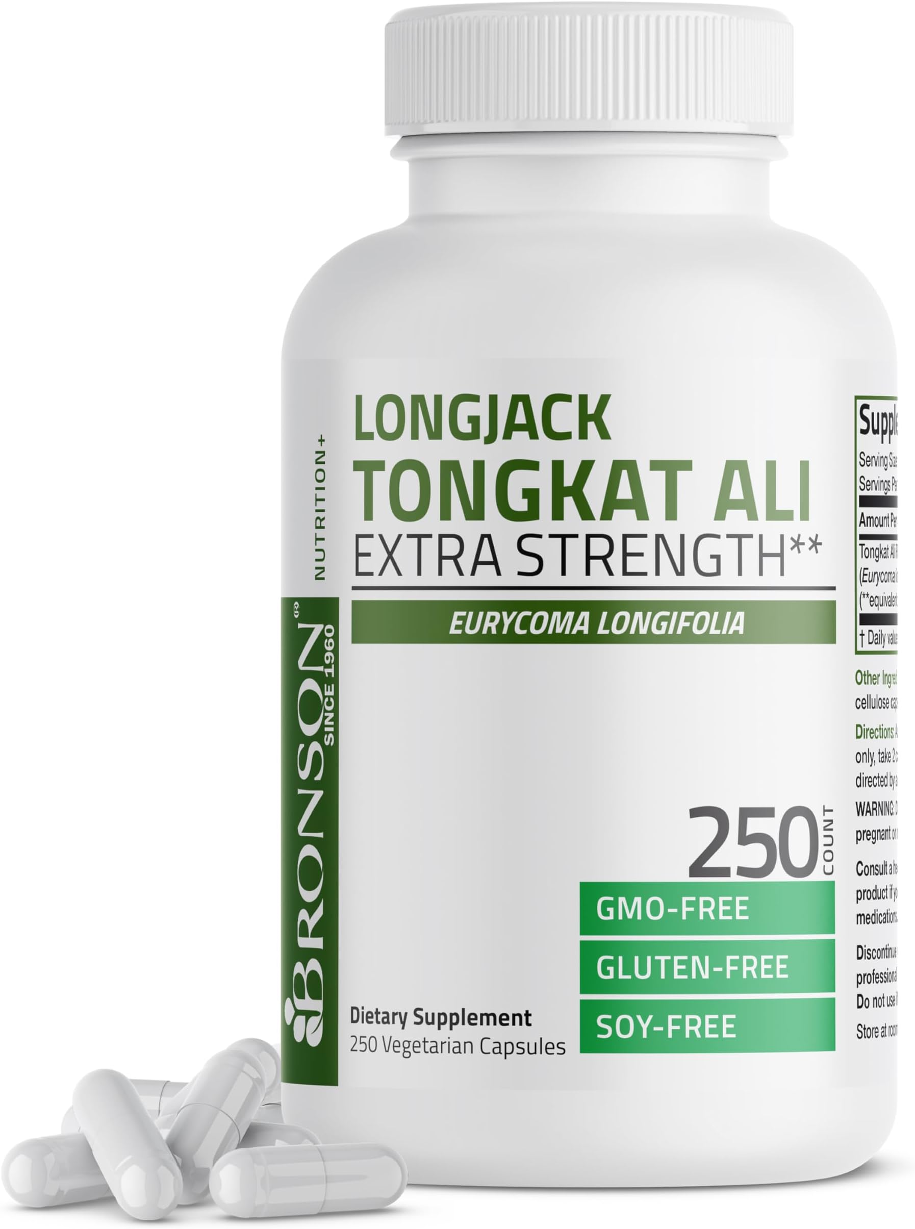 Amazon.com: Bronson Longjack Tongkat Ali Extra Strength, 250 Vegetarian ...
