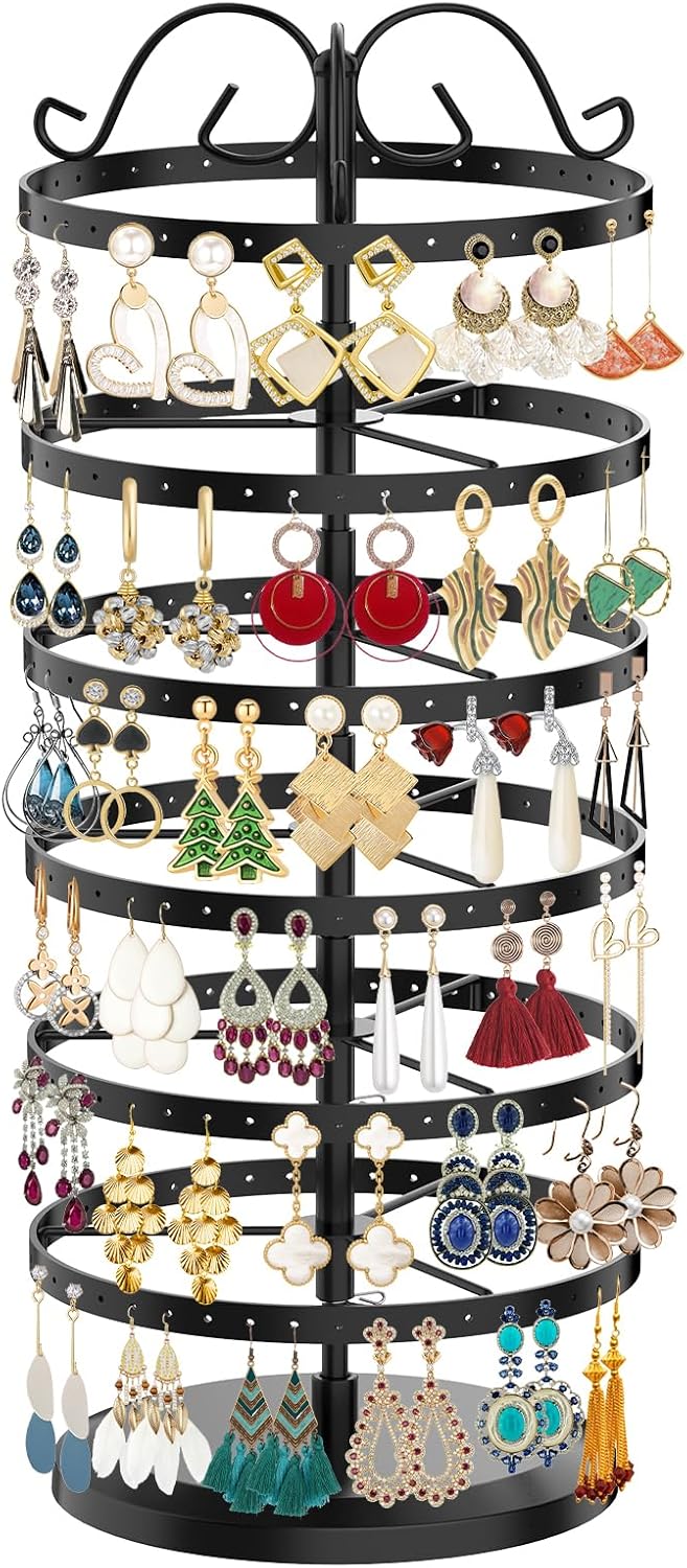 Amazon.com: FLMOUTN 6 Tier Rotating Earring Stud Holder Organizer Stand ...