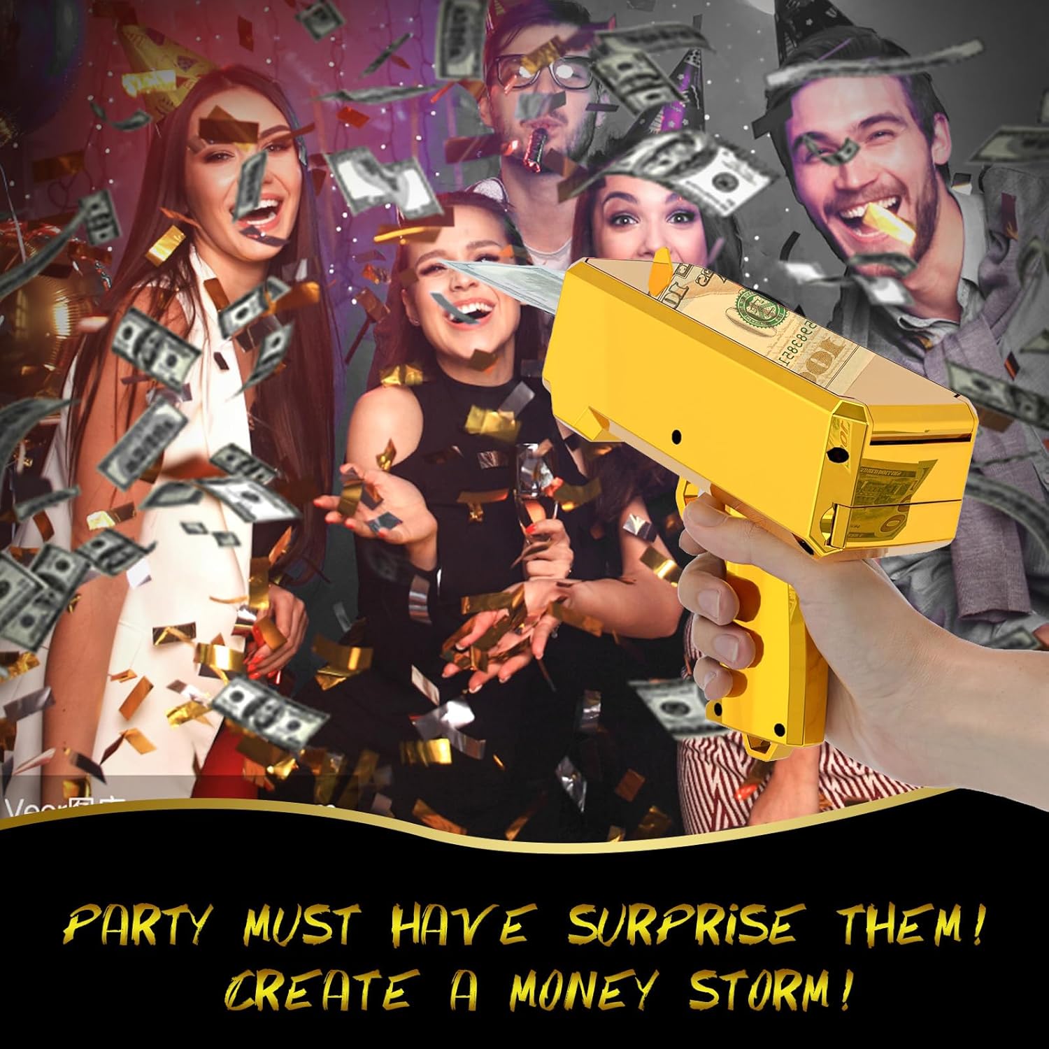 Pistola de dinero Gusil Cash Cannon Bills Gun Make It Rain Toy Gun ...