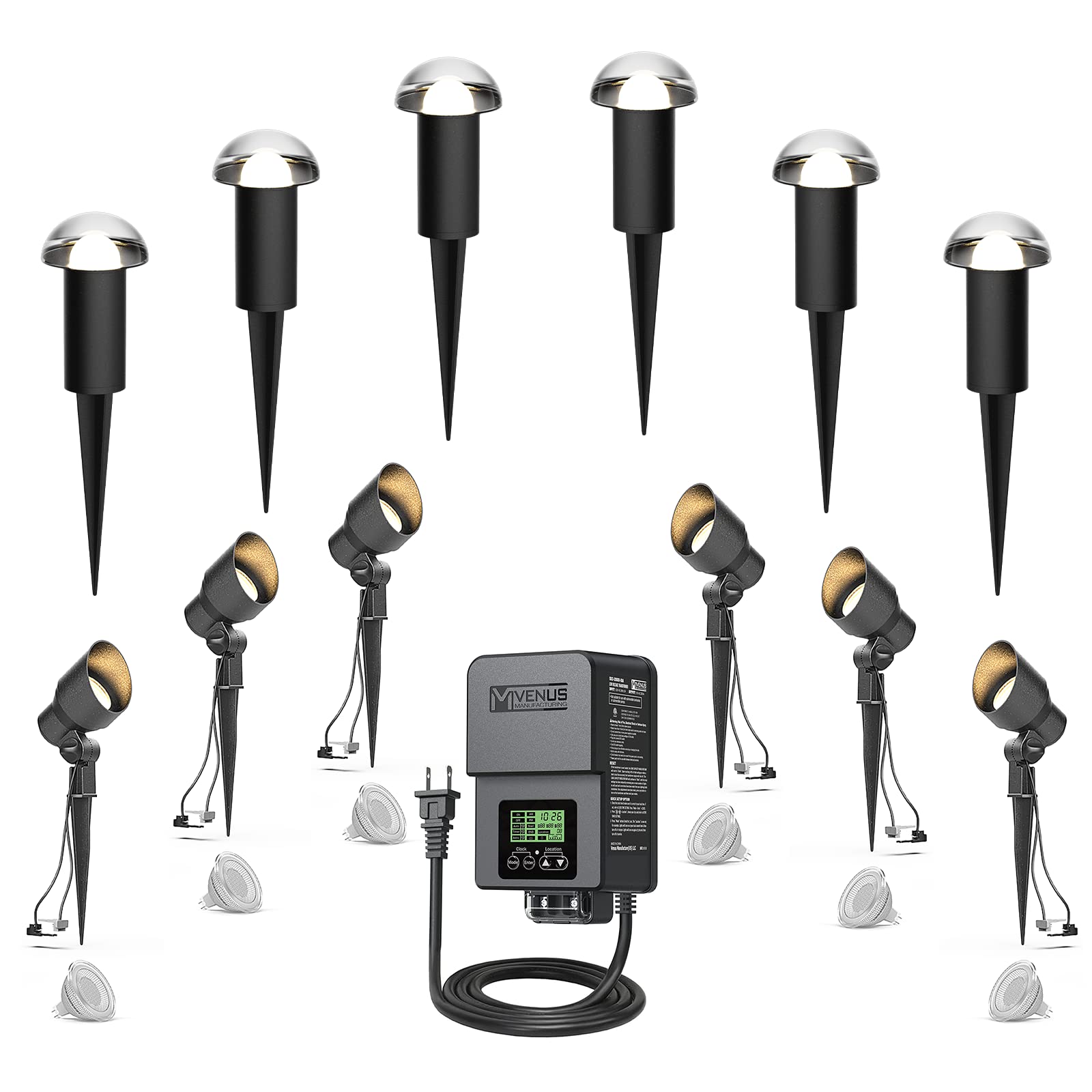 VENUS MANUFACTURING 12PK Outdoor Low Voltage Landscape Lights Kits with ...
