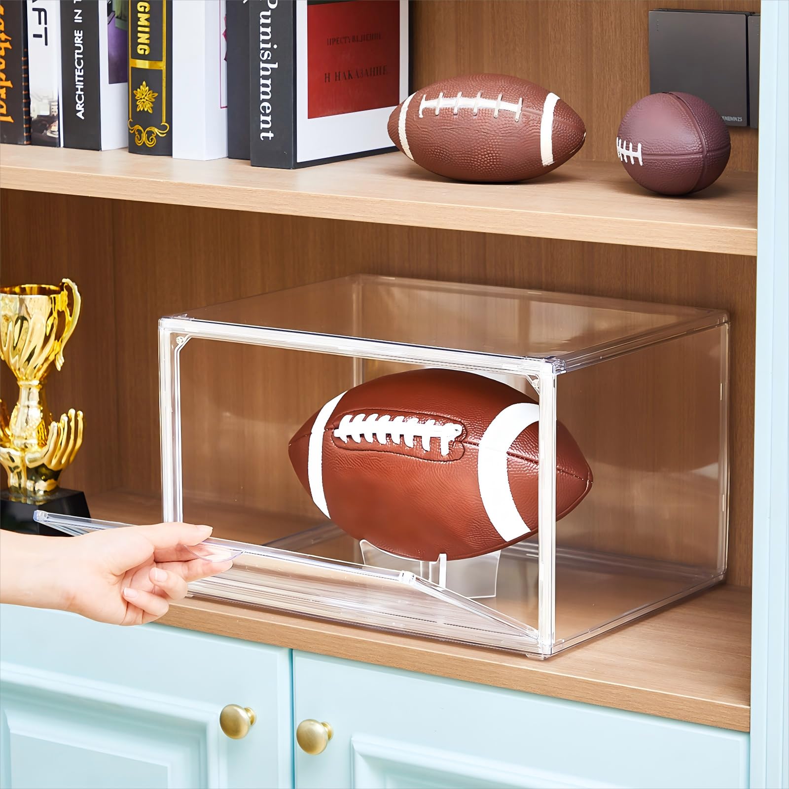 Football Holder Upright Football Display Case KKU Football Display Case ...