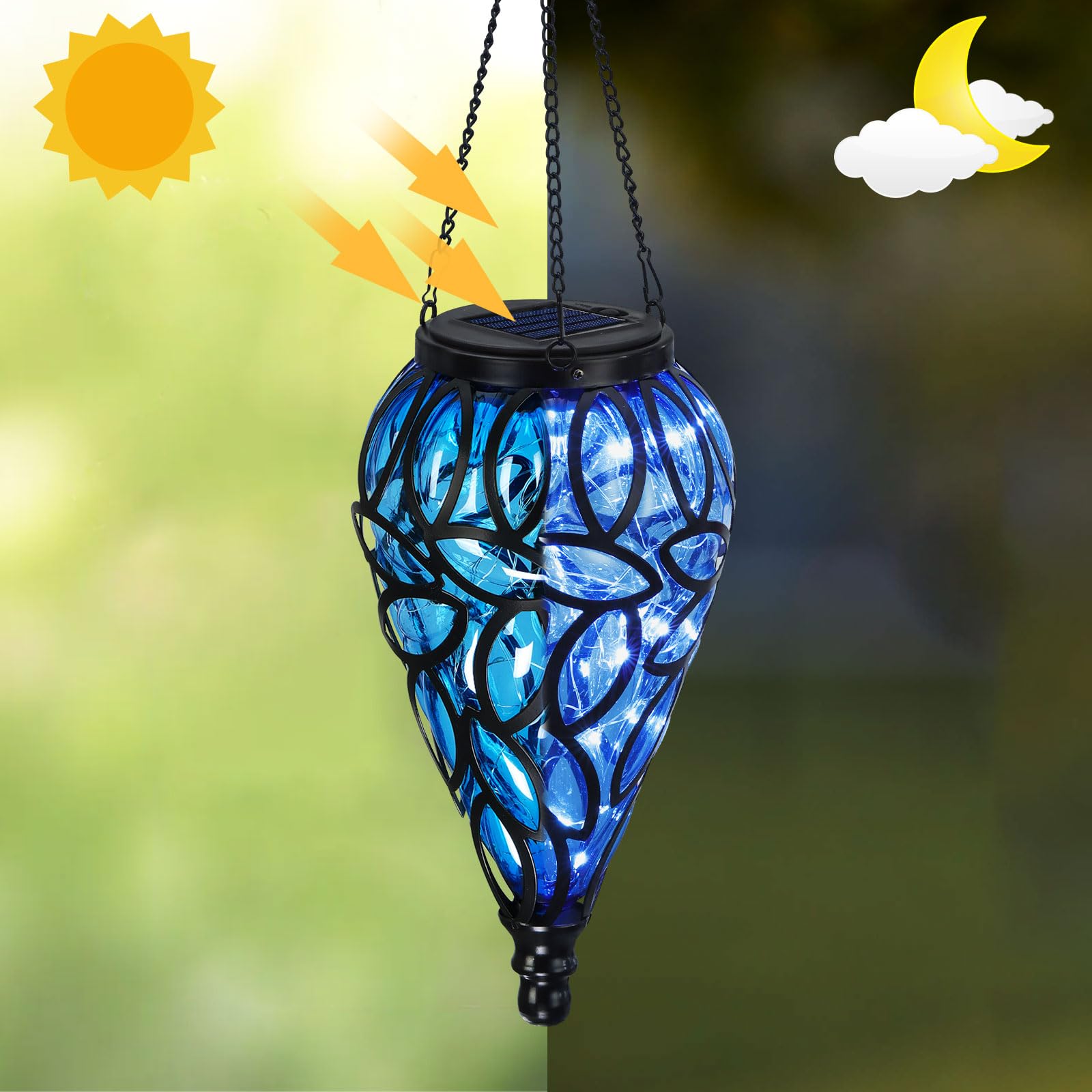 Snapklik.com : Outdoor Plastic Solar Hanging Lantern, 15 Cool White ...