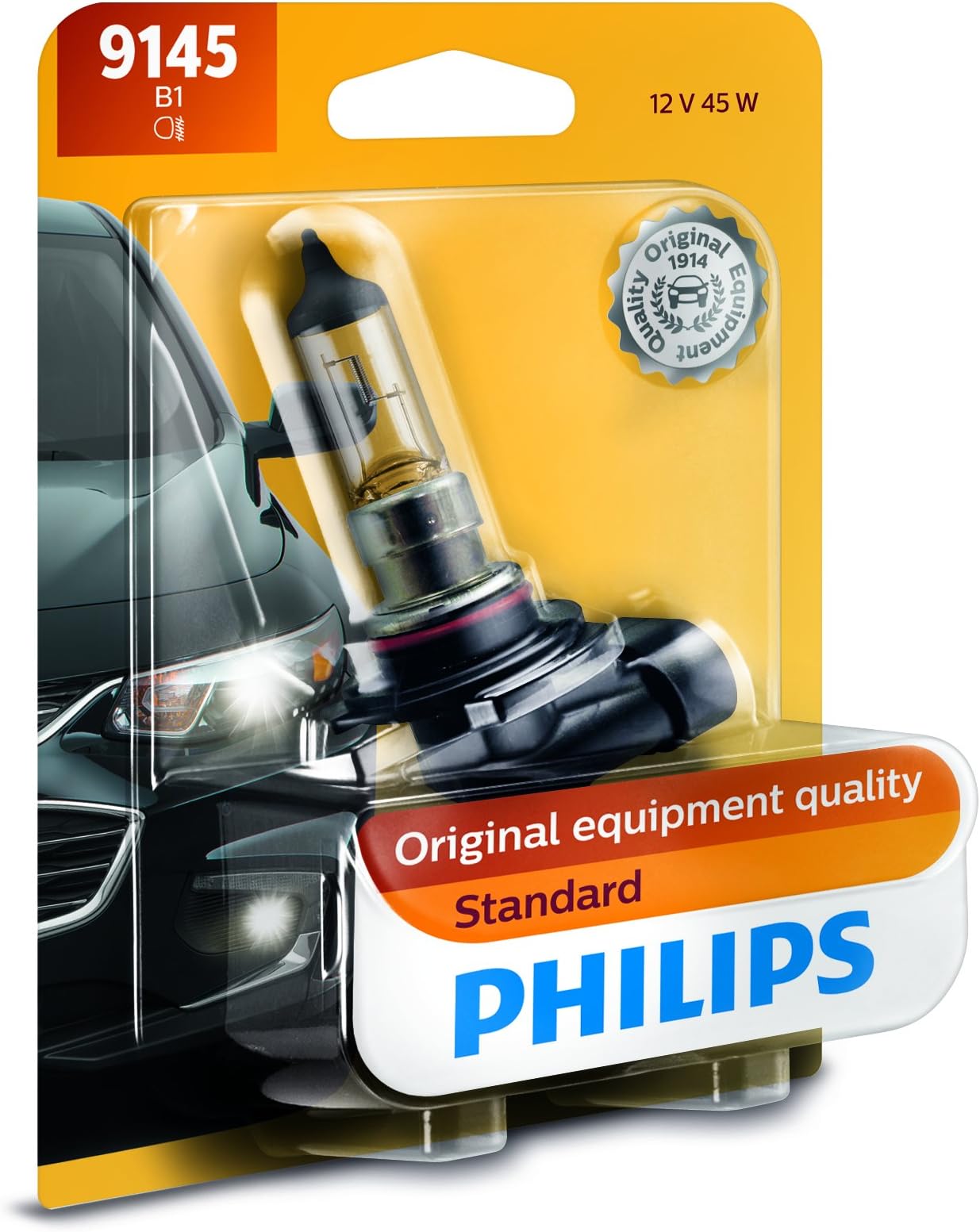 Philips 9145B1 Standard Halogen Replacement Front Fog Bulb, 1 Pack ...