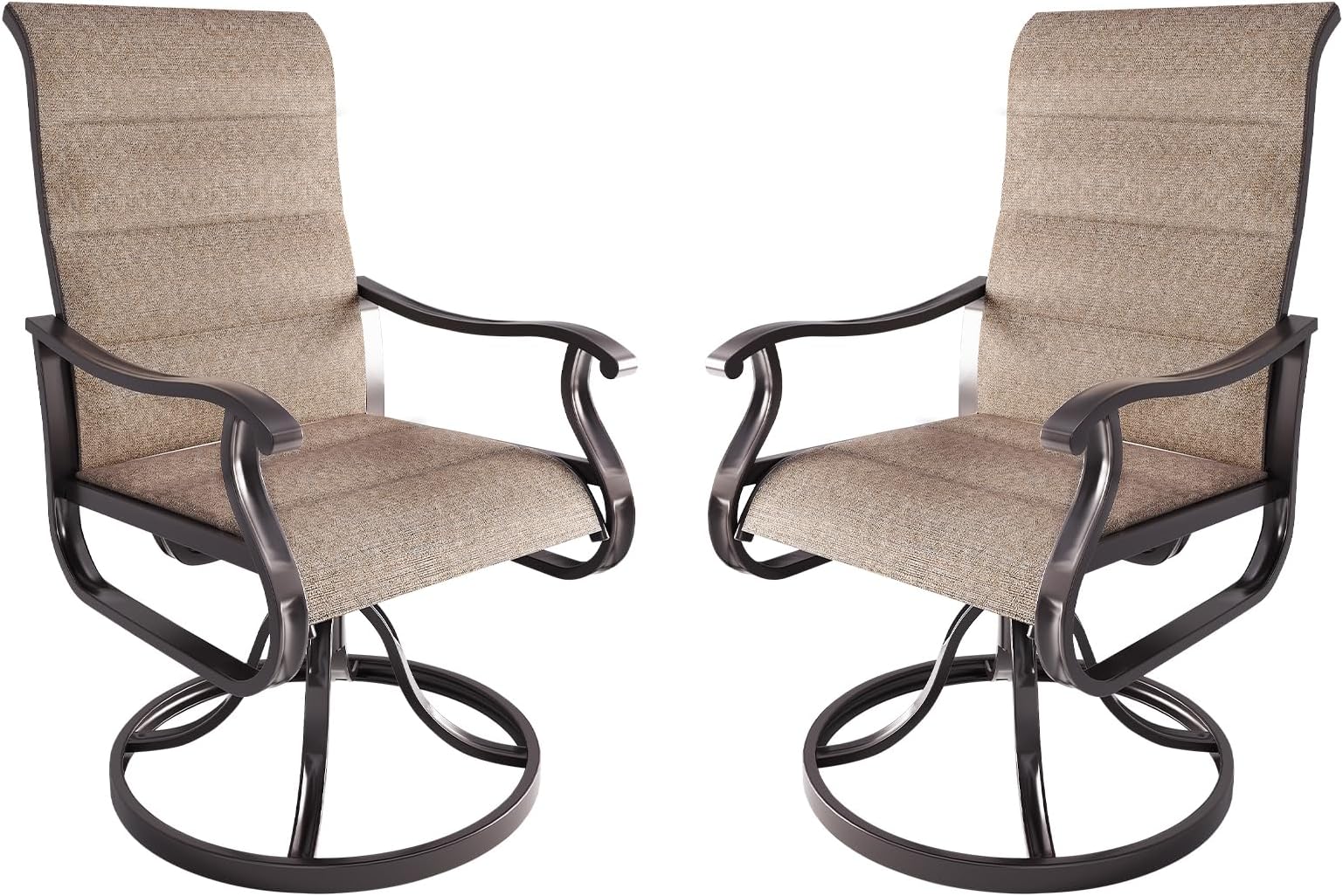 Amazon.com: Amopatio Padded Patio Swivel Chairs Set of 2, Outdoor ...