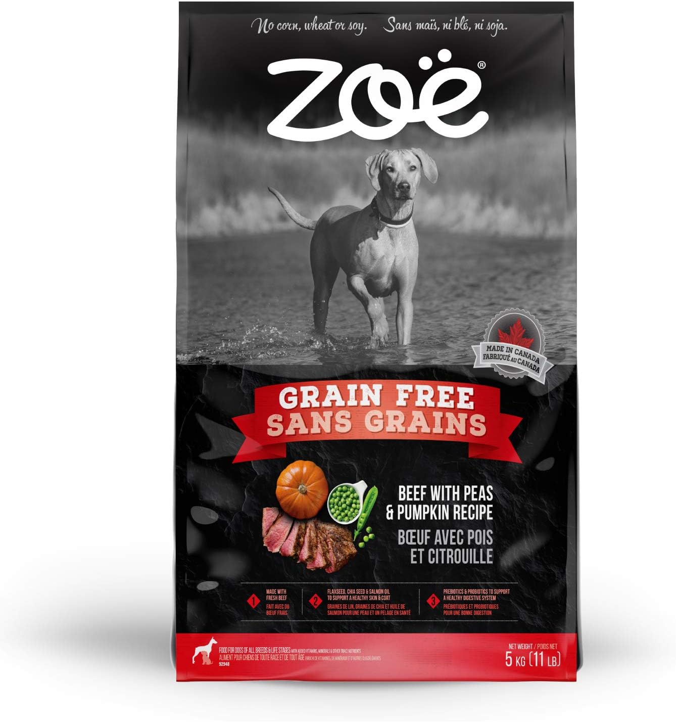 Zoe Grain Free Dog Food, All Breed & Life Stages, Beef with Peas ...