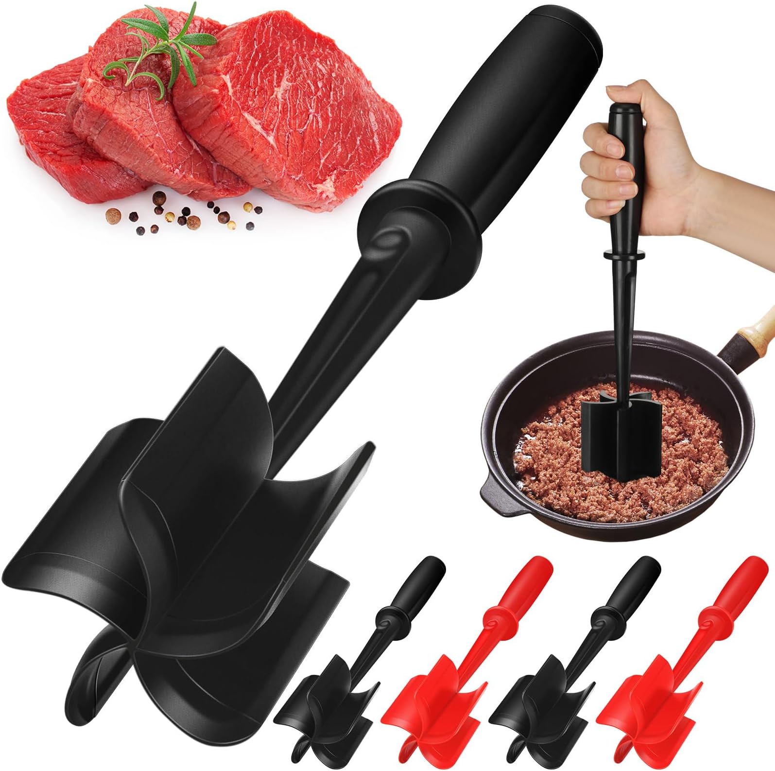 Amazon.com: FoldTier 4 Pcs Meat Chopper Hamburger Chopper Beef Masher ...