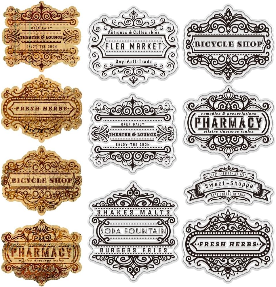 Amazon.com: PH PandaHall Vintage Sign Clear Stamps Set 7pcs Retro Style ...