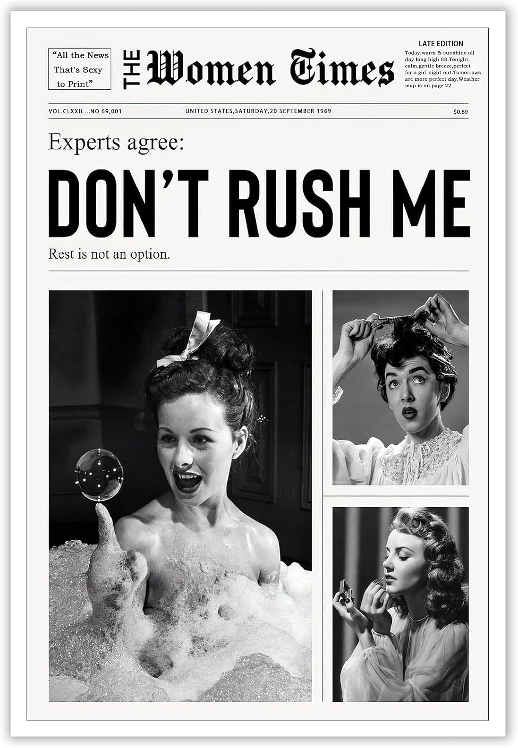 Amazon.com: Funny Vintage Black And White News Headline Print Trendy ...
