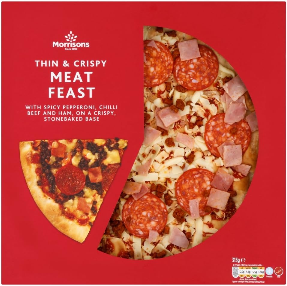 Morrisons Meat Feast Thin and Crispy Pizza, 313g : Amazon.co.uk: Grocery