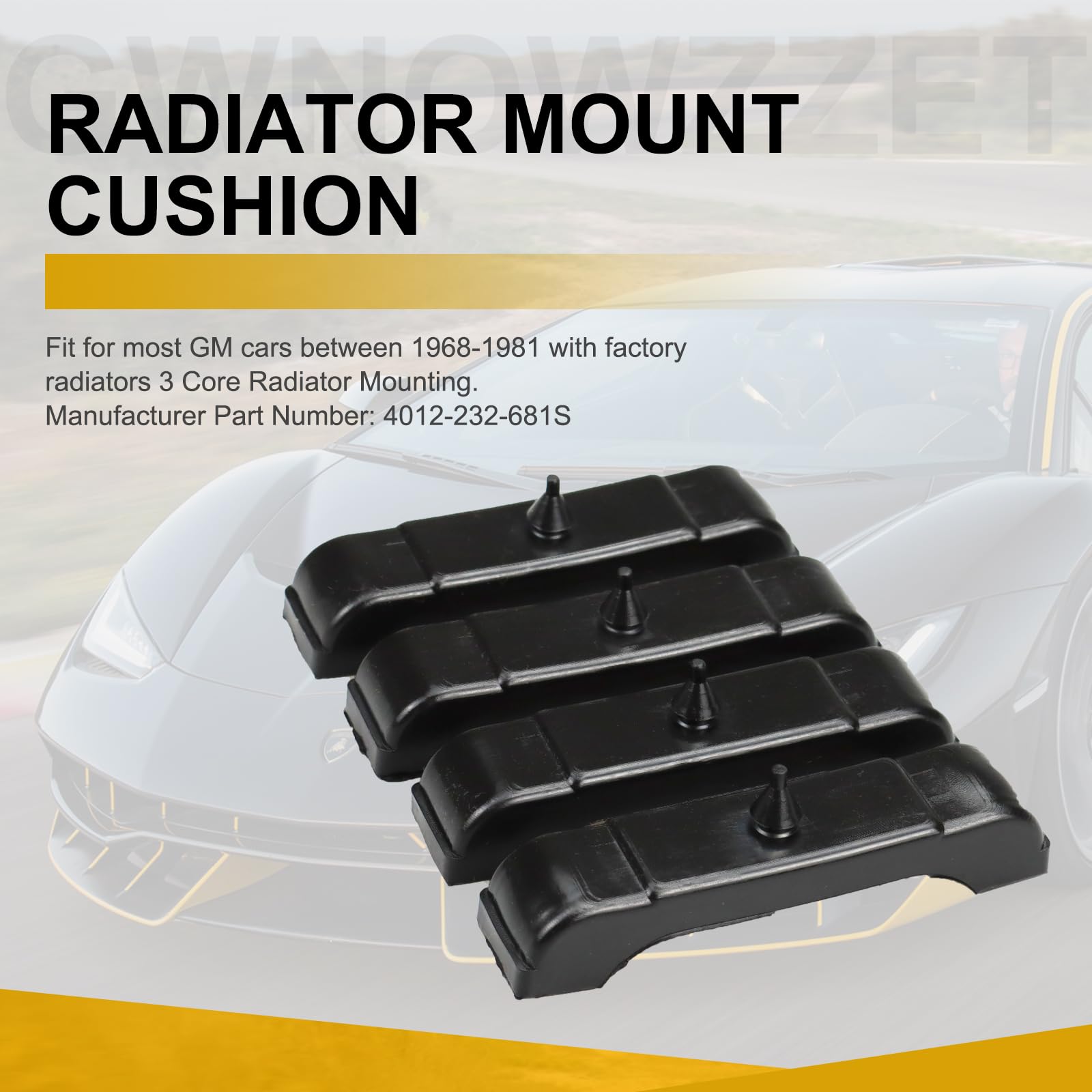 Snapklik.com : GM Radiator Mount Cushion 4012-326-681S Black Rubber 3 ...