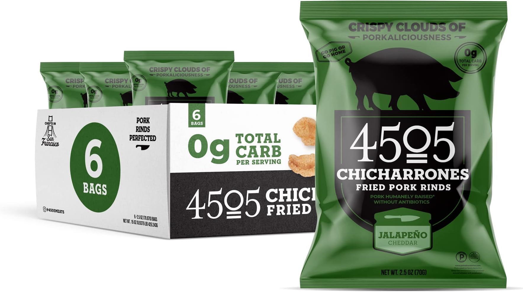 Amazon.com: 4505 Meats, Jalapeno Cheddar Chicharrones, Fried Pork Rinds ...