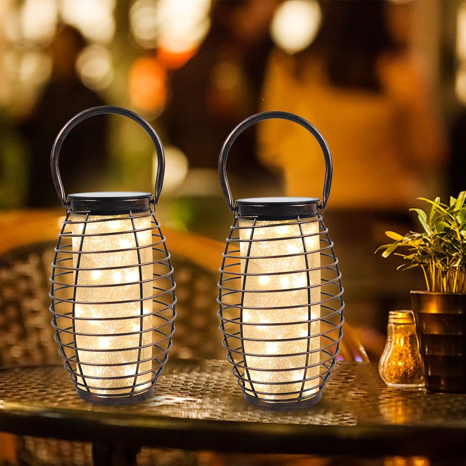 Amazon.com: 2 Pack Hanging Solar Lanterns Solar Lights with Handle ...