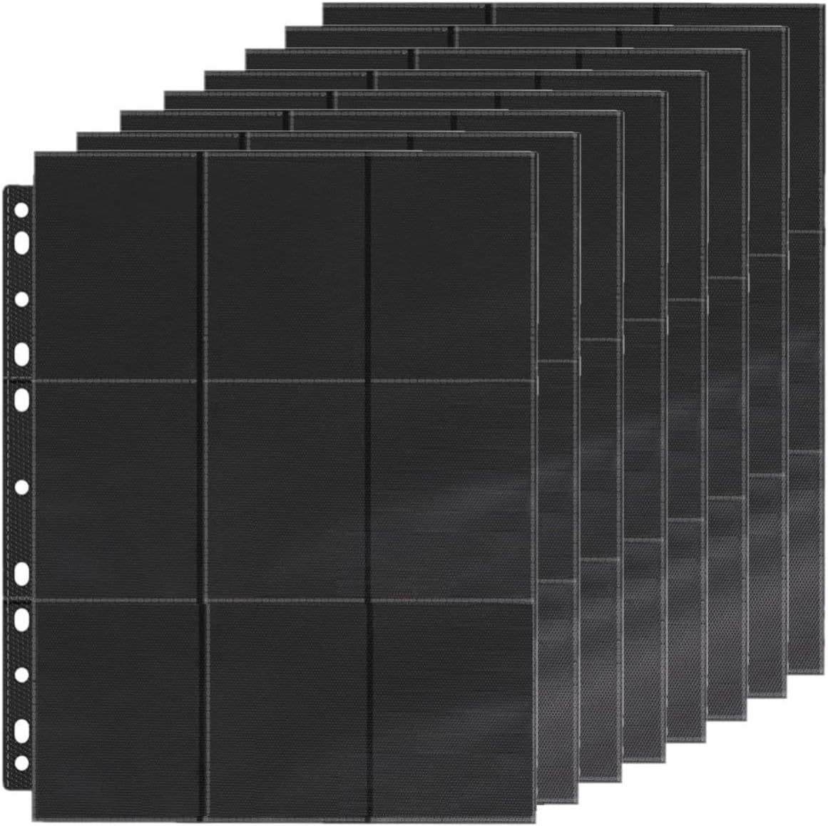 Hikrxya 900 Pockets Trading Card Covers Black, 50 Sheets Double Side 9 ...