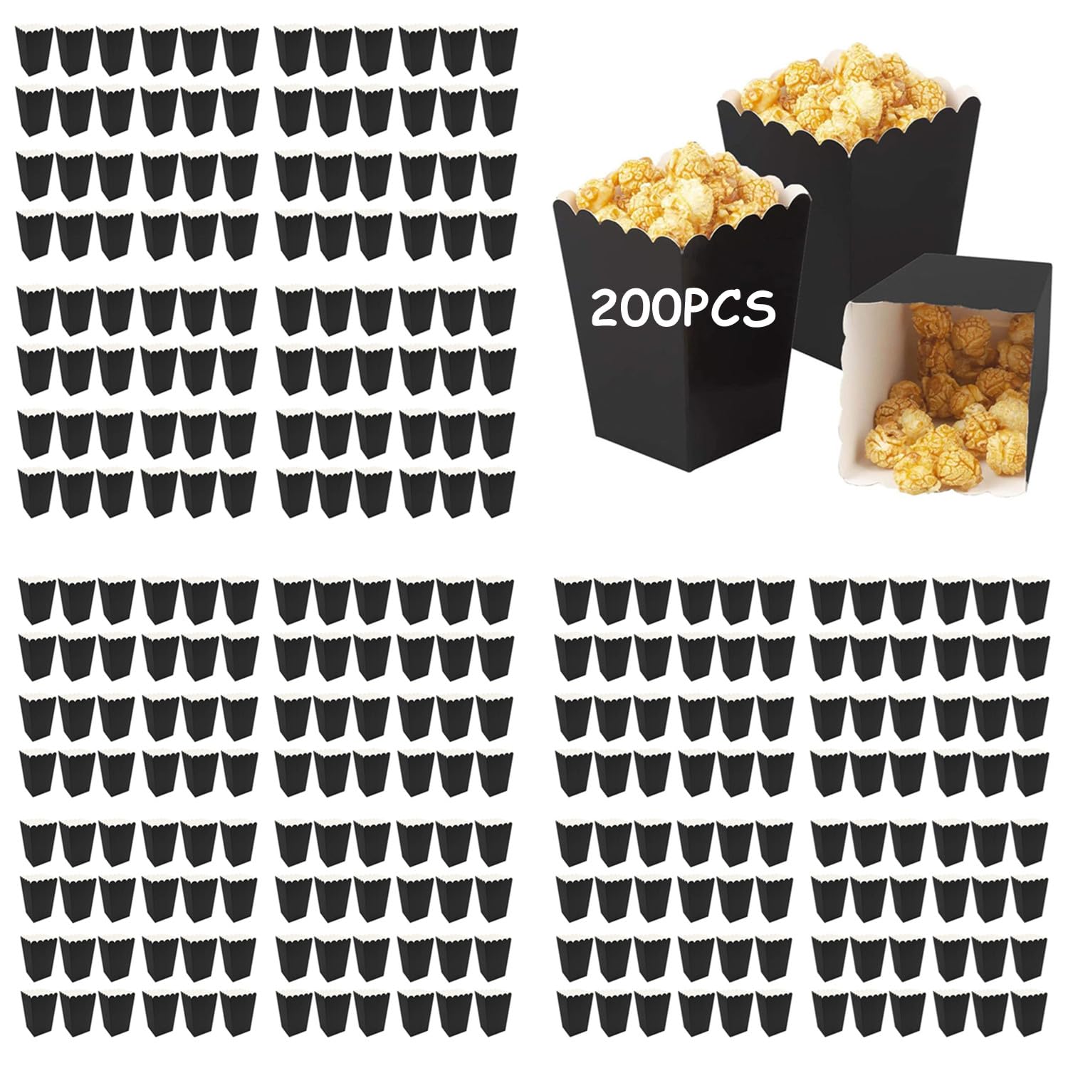 Snapklik.com : 200 Pcs Black Popcorn Boxes For Party, Mini Popcorn ...