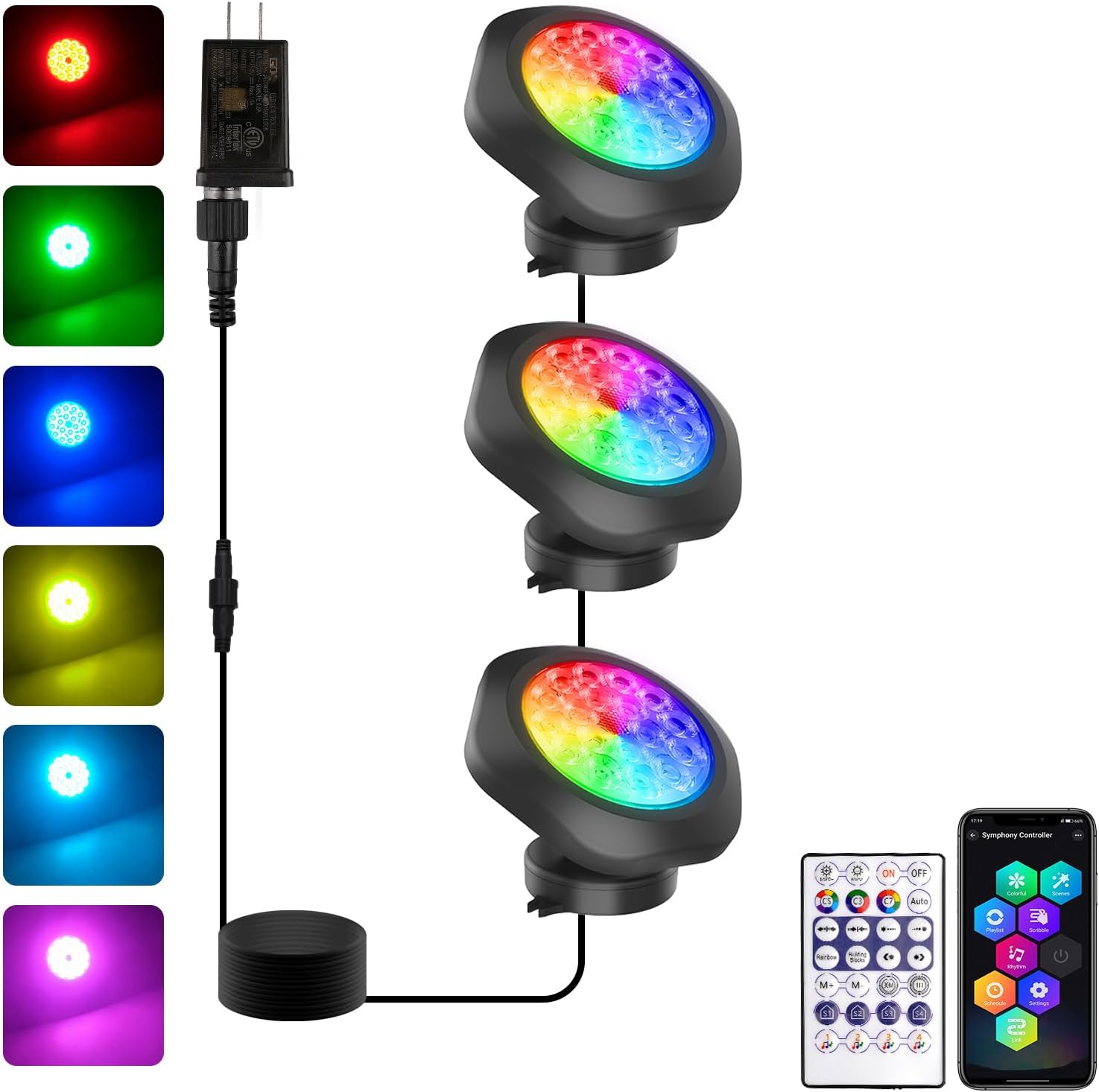 Amazon.com: T-SUN Submersible Pond Light, Bluetooth APP Control LED ...