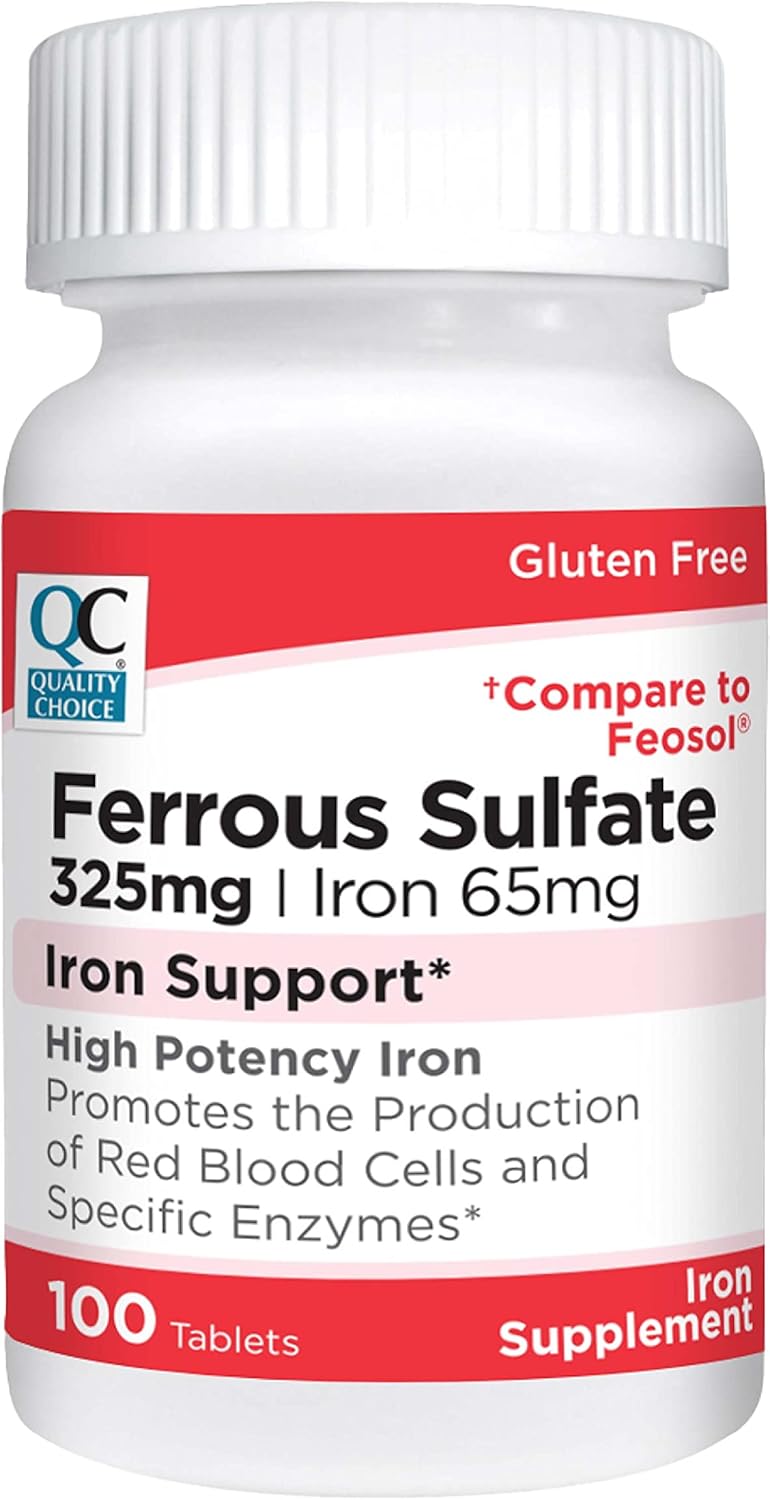 Amazon.com: Quality Choice Iron 65 mg (325 mg Ferrous Sulfate) High ...