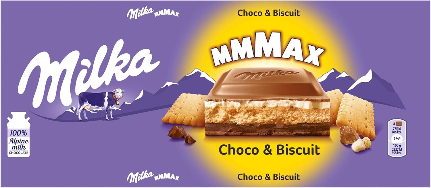 Milka Mmmax Choco and Biscuit Chocolate Bar, 300g : Amazon.co.uk: Fashion