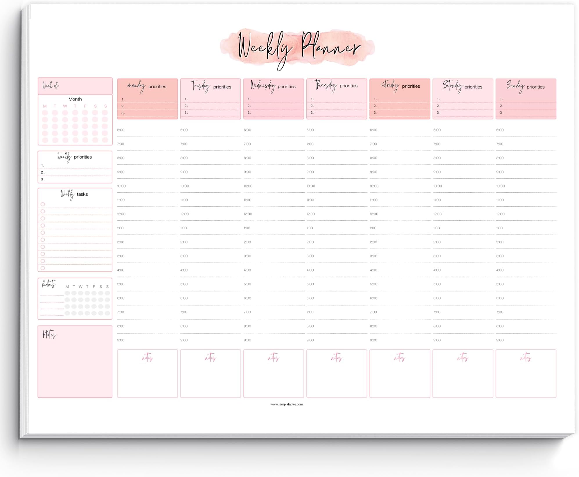 Amazon.com : Weekly Hourly Planner Notepad, Daily Planner Desk Pad ...
