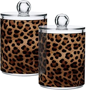 Amazon.com: SDMKA 2 Pack Apothecary Jars Bathroom Leopard Print Qtip ...