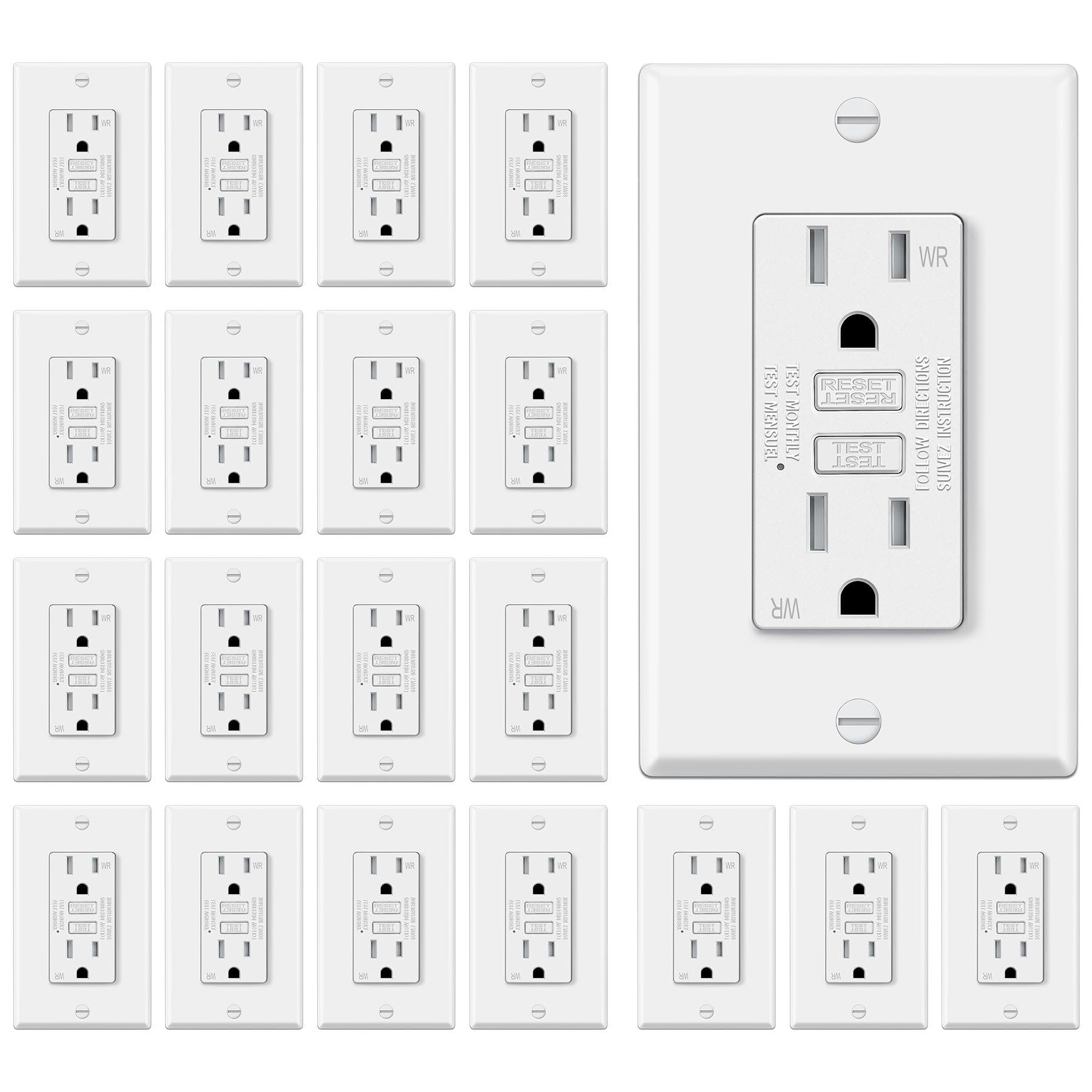 Snapklik.com : ELECTECK 20 Pack GFCI Outlets 15 Amp, Outdoor Weather ...