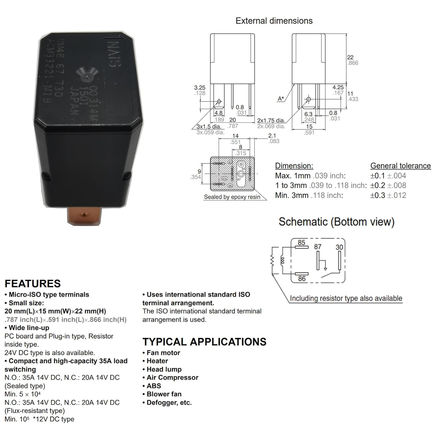 Relé UM4667730, ACM13221, CM1A-R-12V-H46 para Honda Mazda Nissan ...