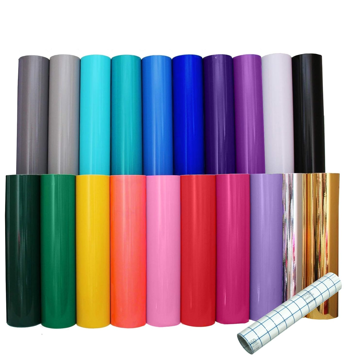 VViViD Self-Adhesive Craft Vinyl 10 Color 12 Inch by 5 Foot Roll Bundle ...