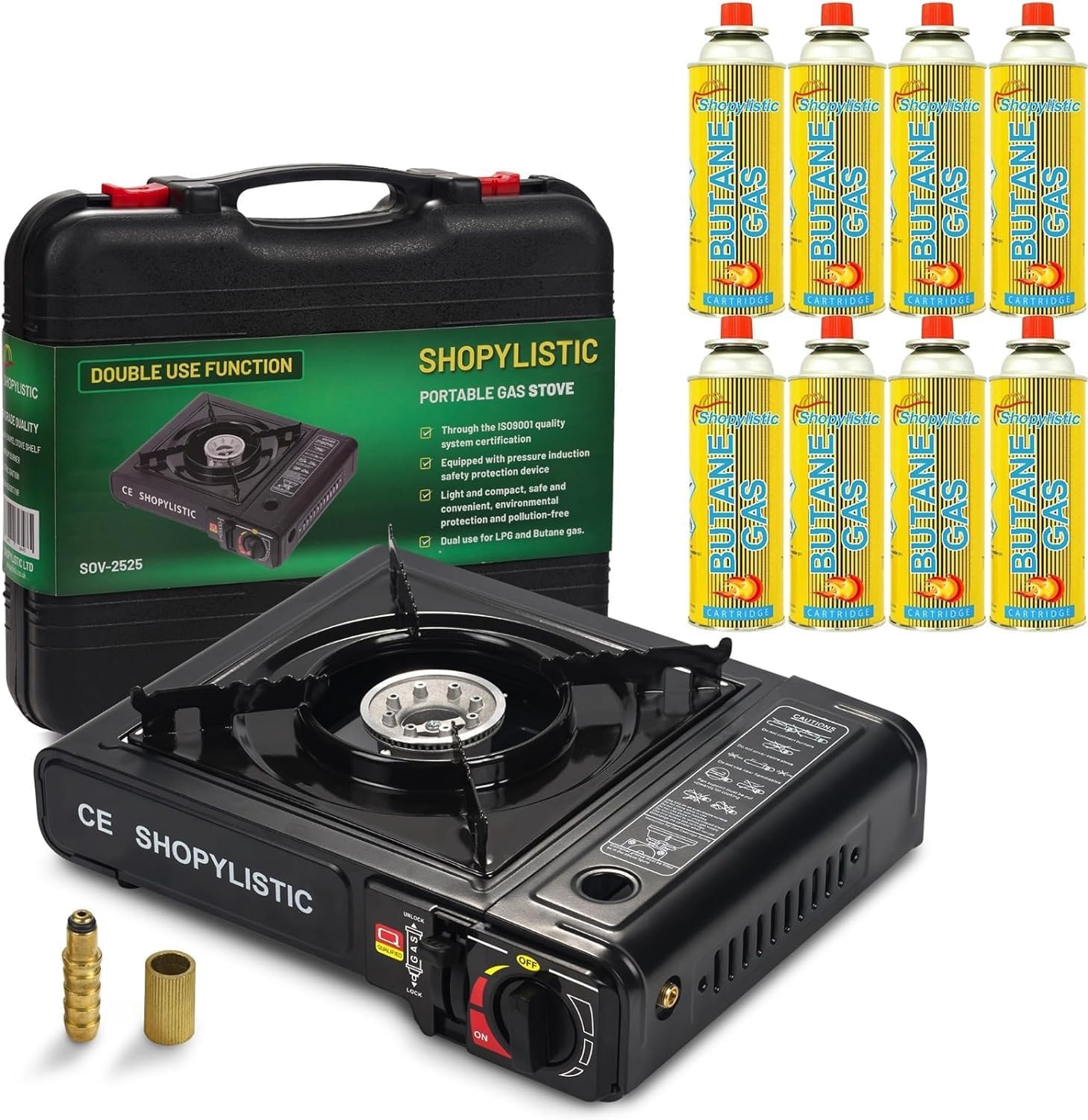 Shopylistic Portable Camping Stove + 8 Butane Gas Canisters | Camping ...