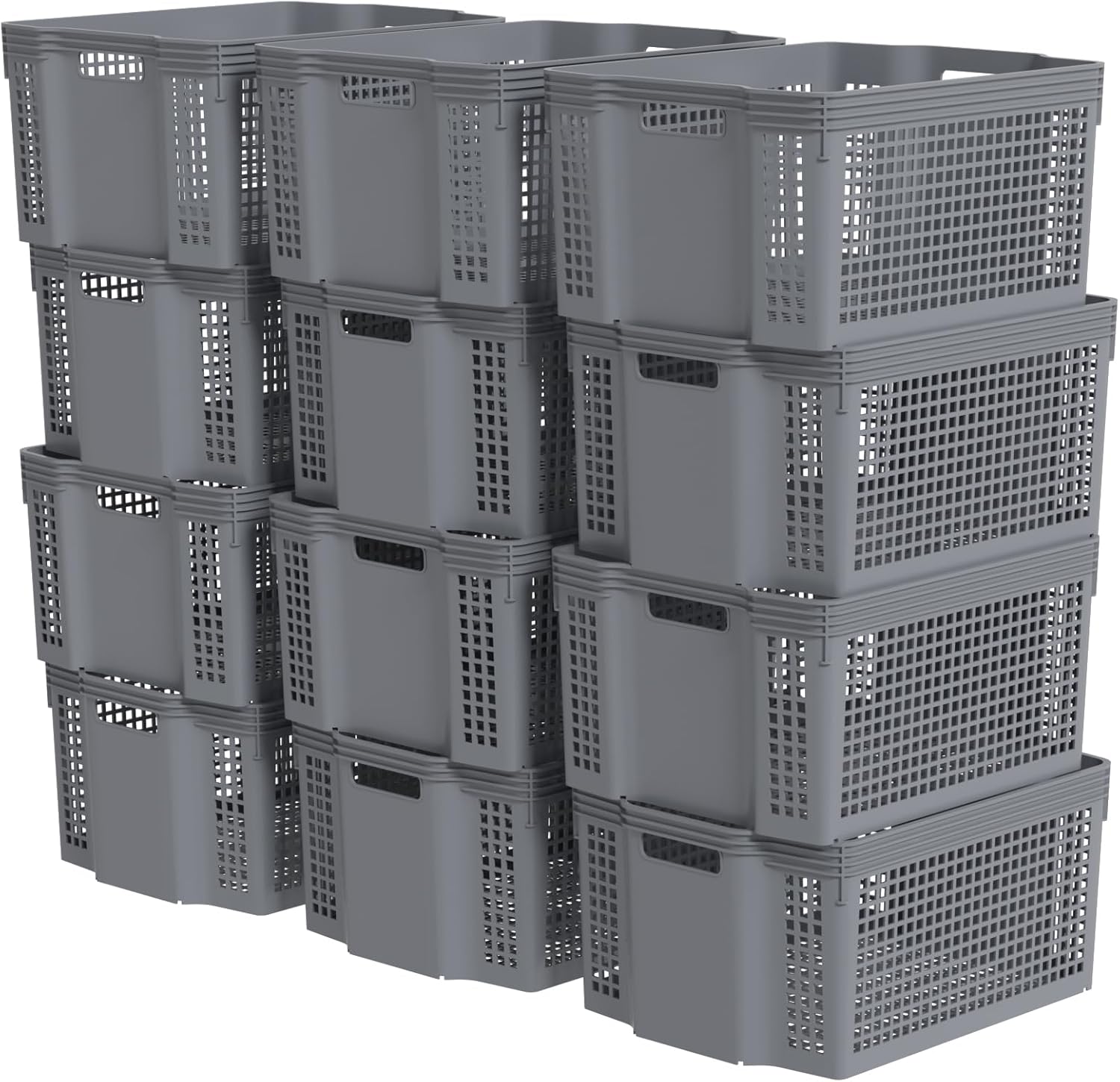 Amazon.com: Afromy 12 Pack Large Plastic Stackable Baskets Organizer ...