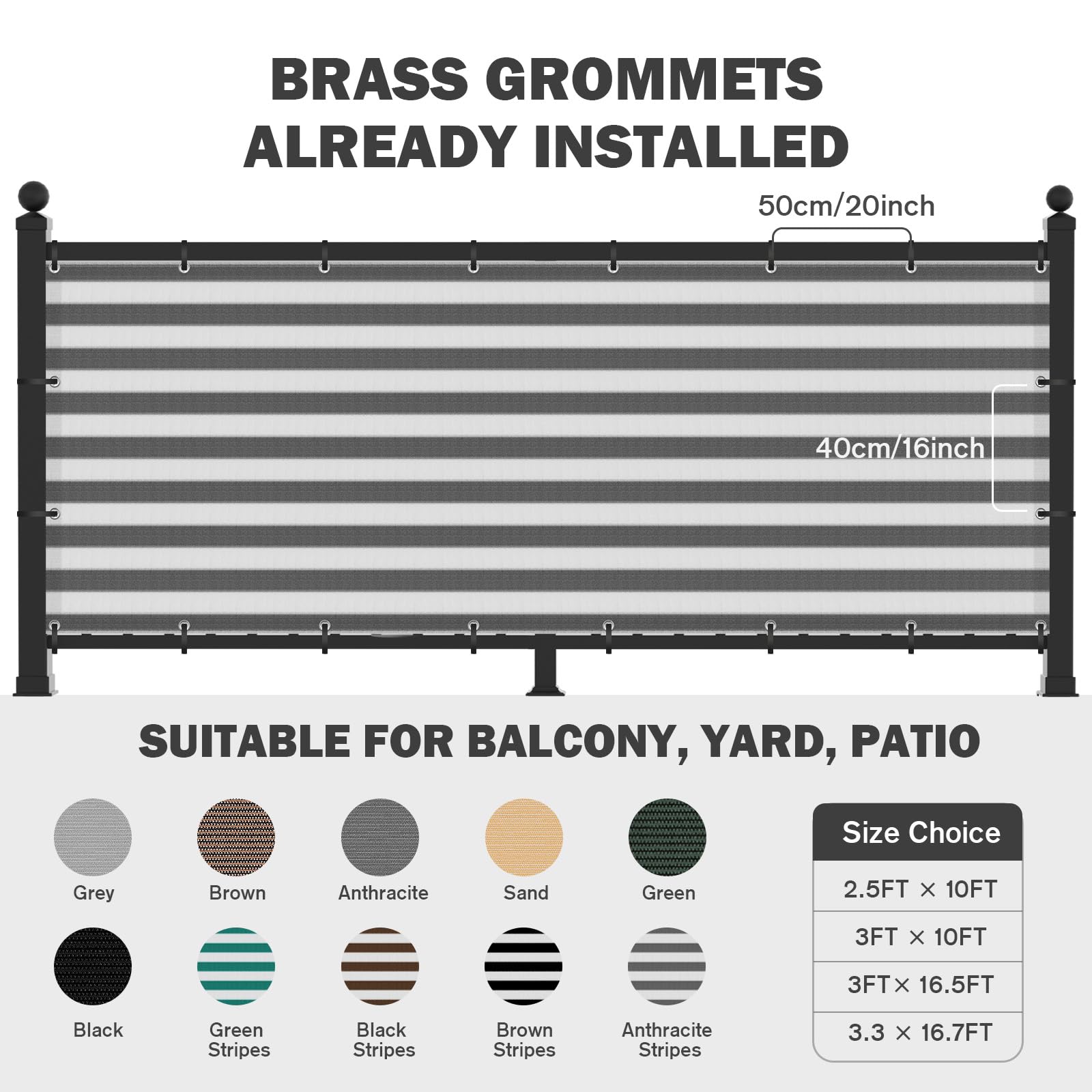 Snapklik.com : UIRWAY Privacy Screen Balcony Fence 3x10, Garden ...