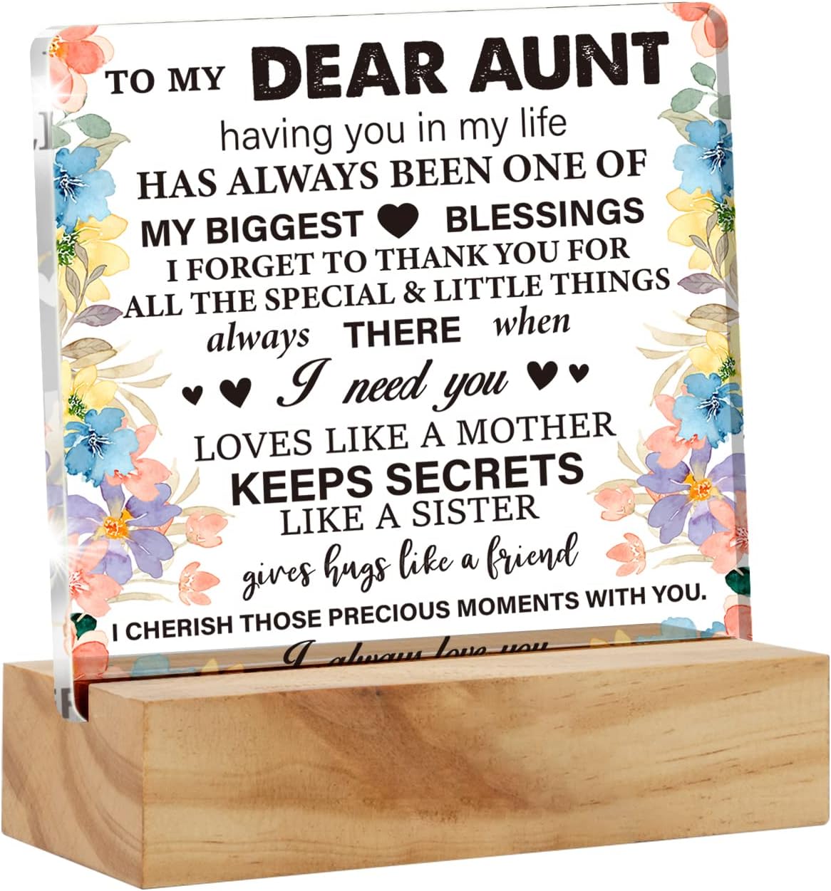 Thoughtful Auntie Gift Aunt Gifts To My Dear Aunt Thank You – Placa de escritorio cuadrada de ...