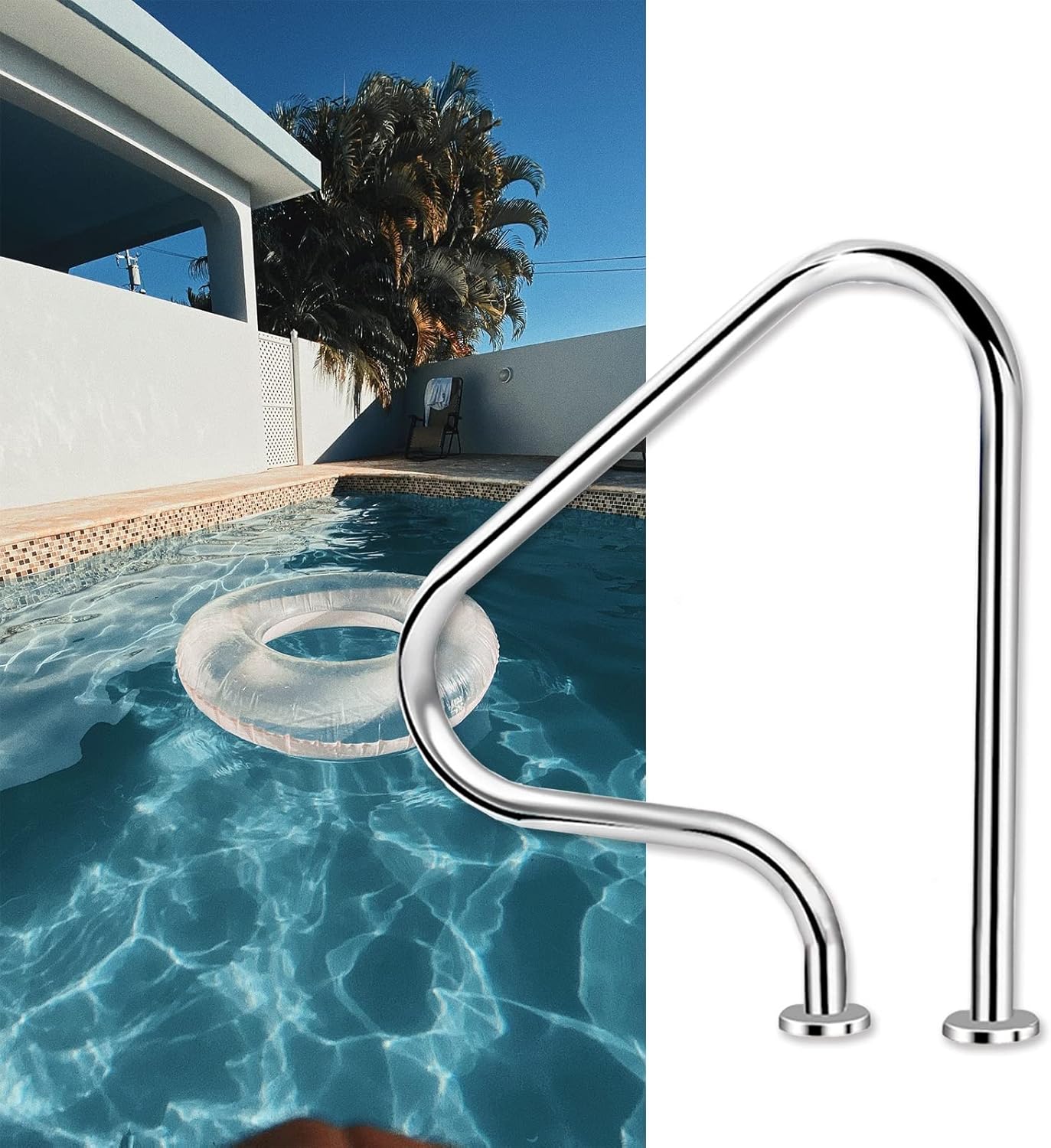 Amazon.com: Swimming Pool Hand Rail for In Ground Swimming Pools Easy ...