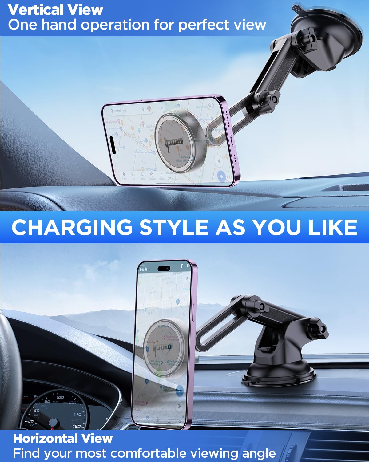 Snapklik.com : IPOW Magnetic Car Mount - Dashboard & Windshield Phone ...