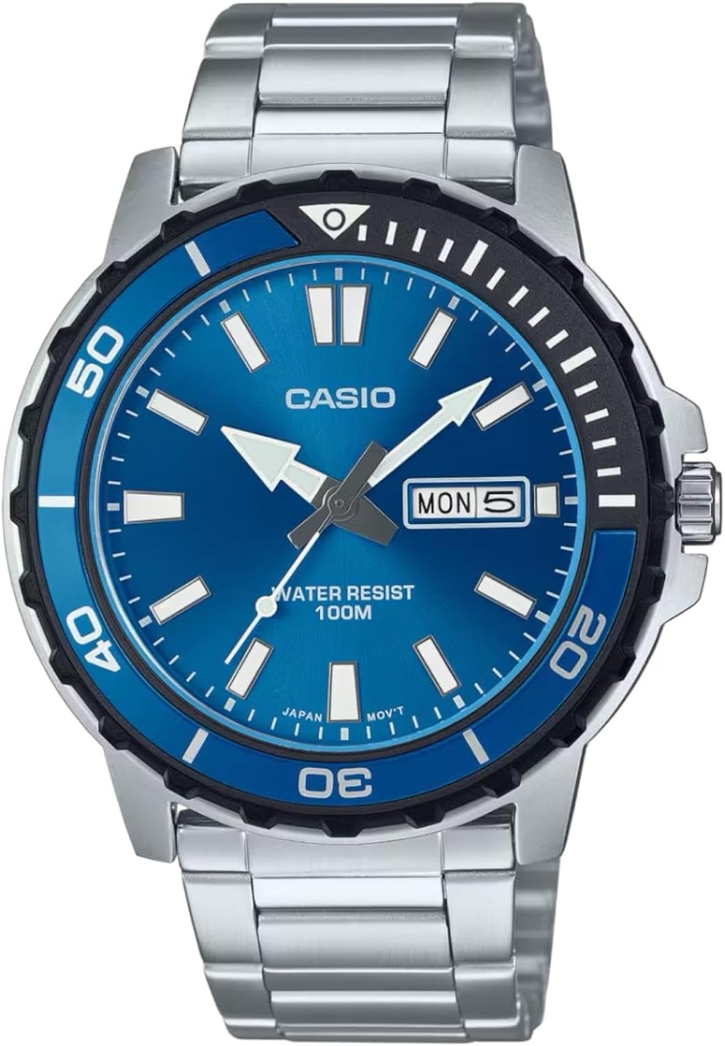Casio MTD125D-2A1V Reloj analógico para hombre, esfera azul de acero ...
