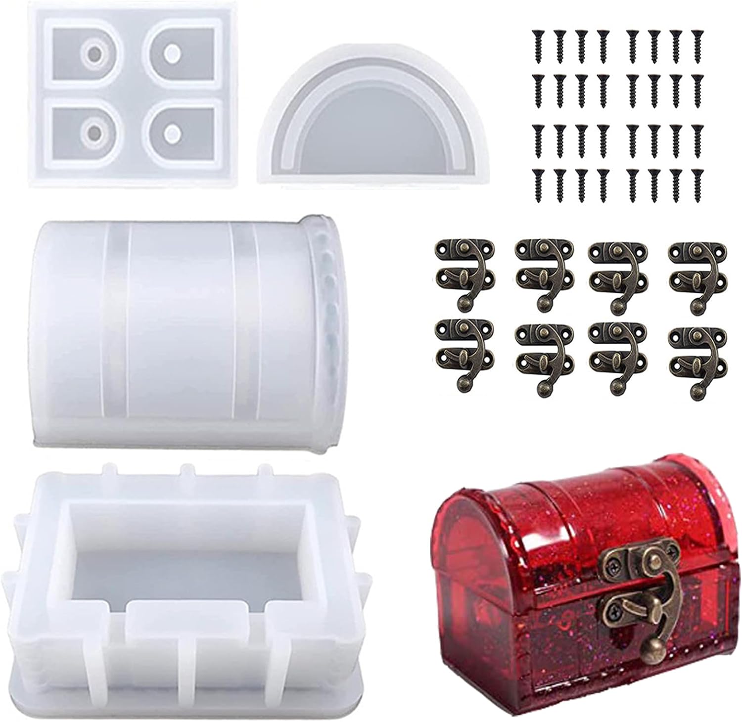 Resin Moulds,Silicone Trinket Mold with Lock,Rectangular Treasure ...