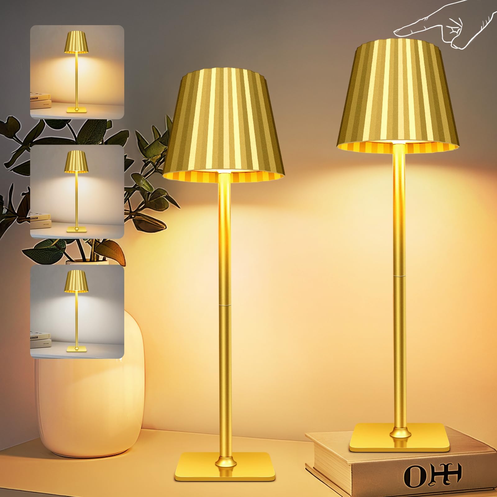 Cordless Table Lamp Rechargeable, 5000mAh LED Battery Operated Desk ...