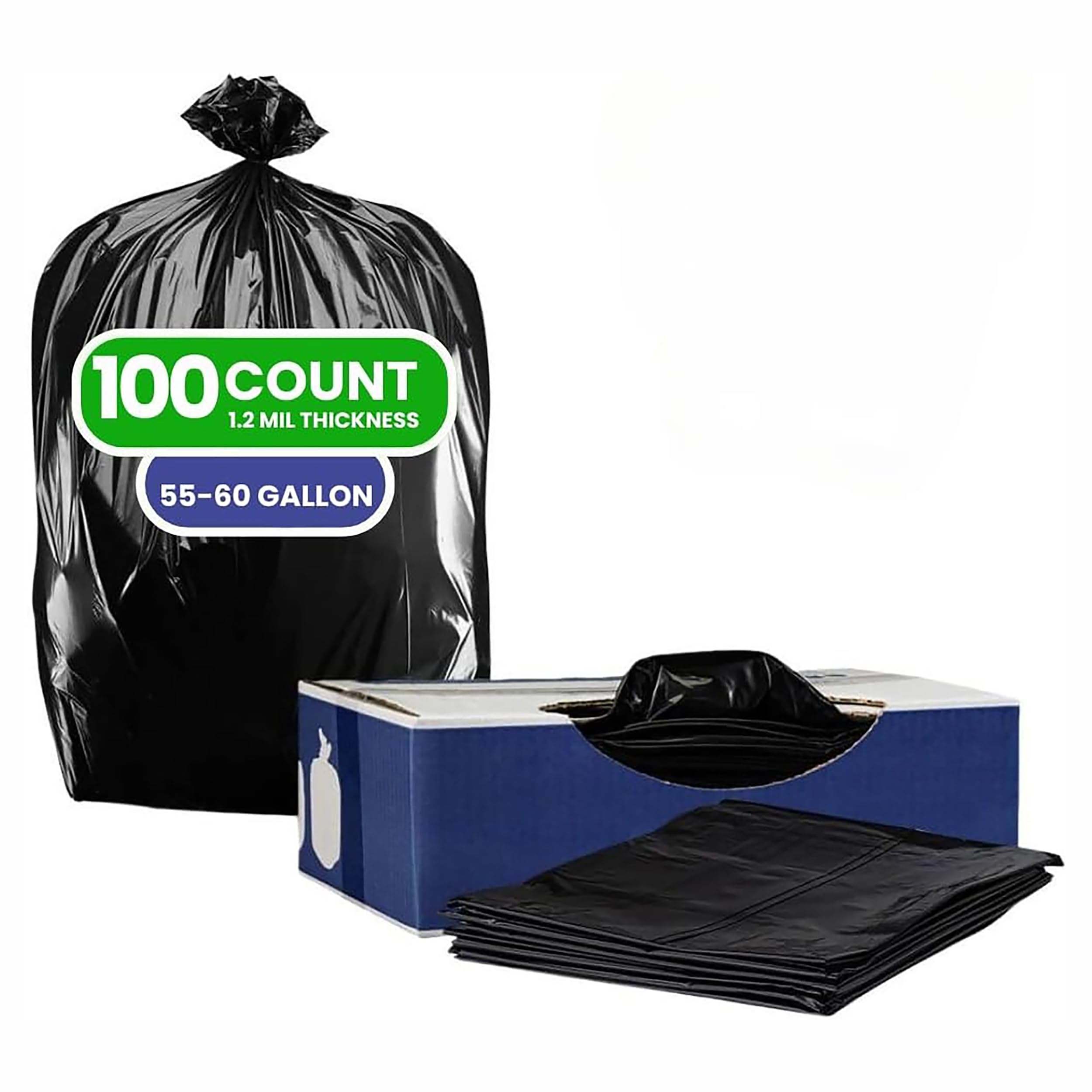 Snapklik.com : Plasticplace 55 Gallon Trash Bags 1.2 Mil Black Heavy ...