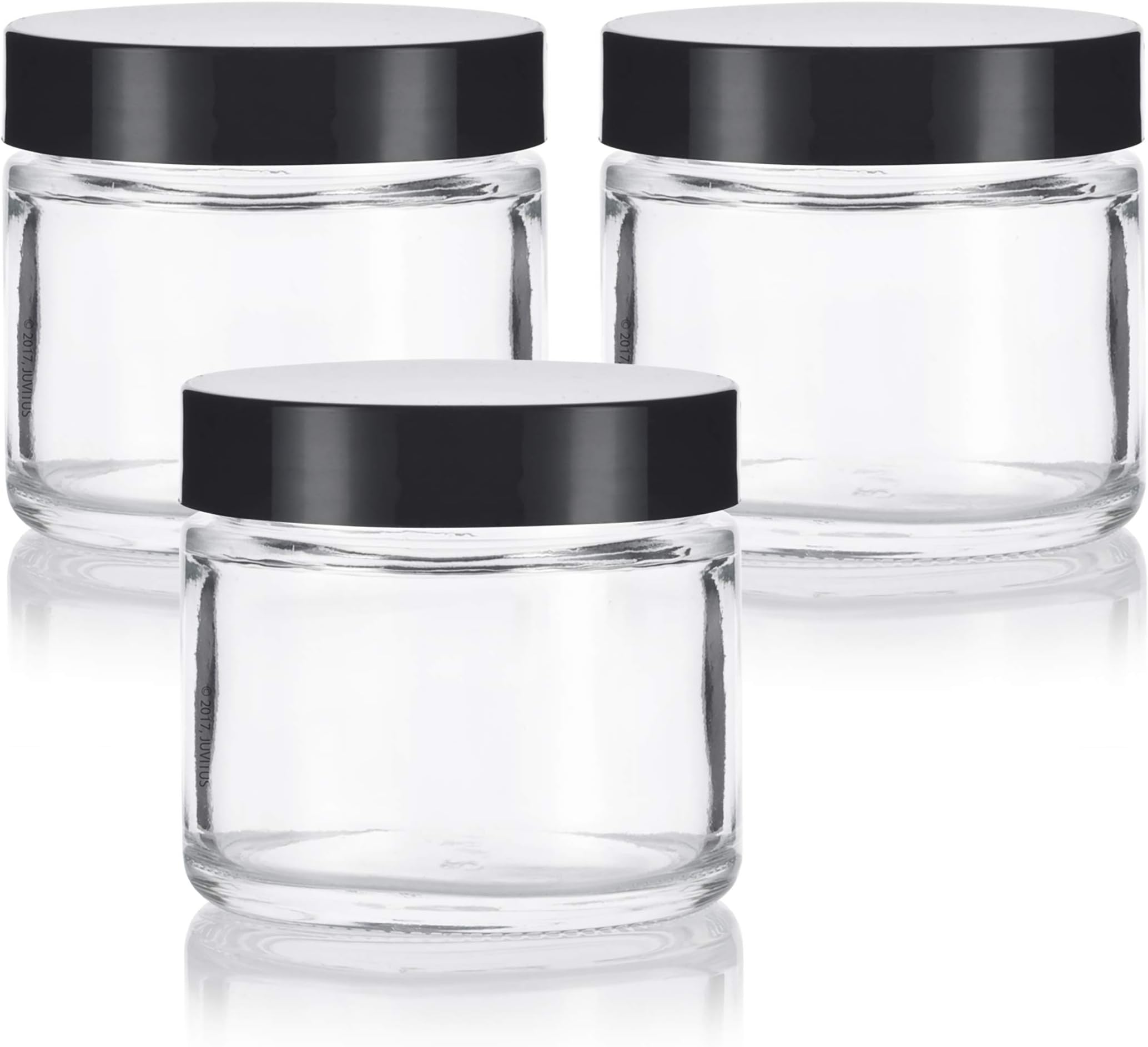 Amazon.com: JUVITUS Clear Thick Glass Straight Sided Jar - 2 oz / 60 ml ...