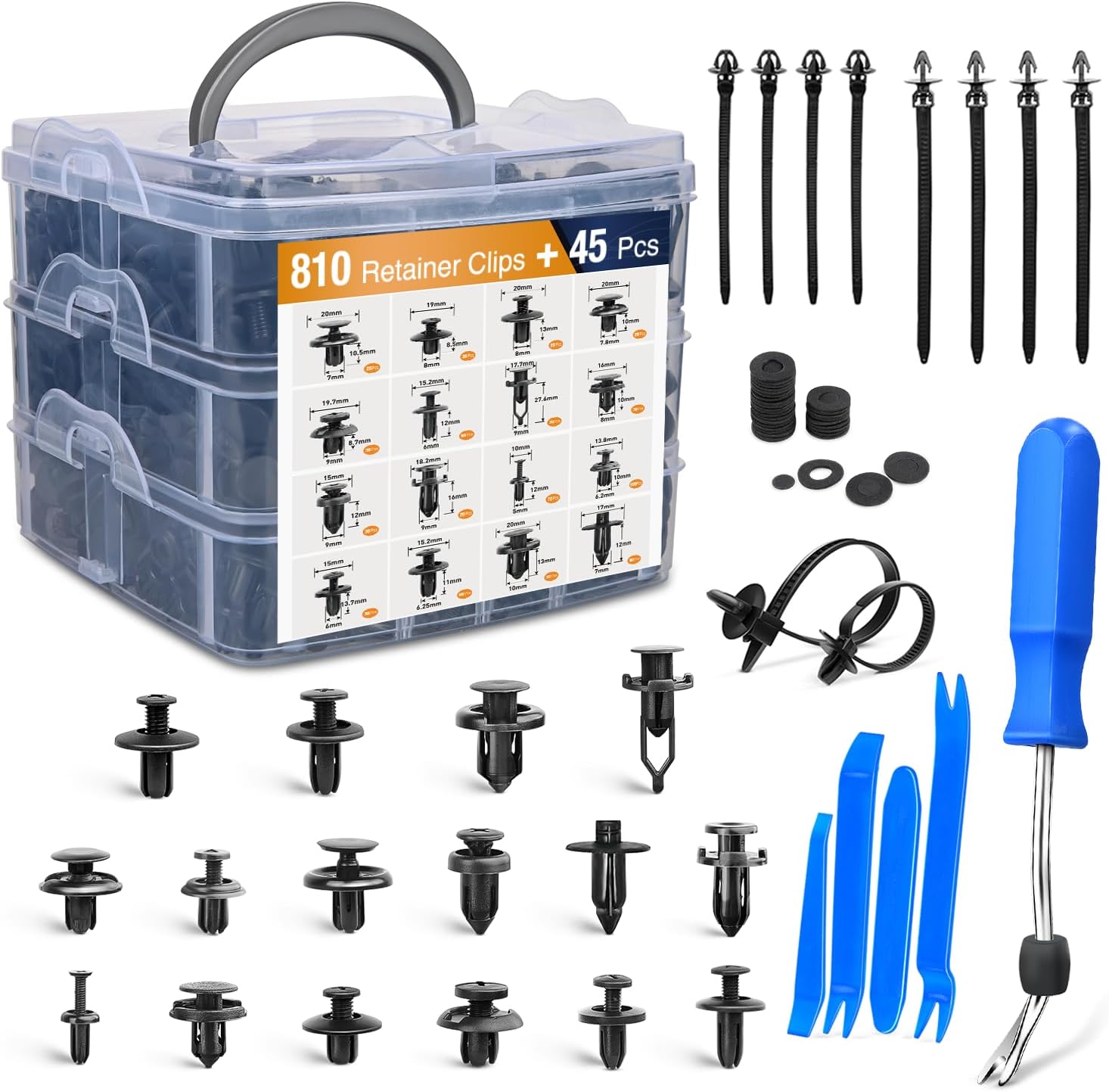 Amazon.com: 635PCS Auto Fasteners Car Push Retainer Clips Nylon Bumper ...