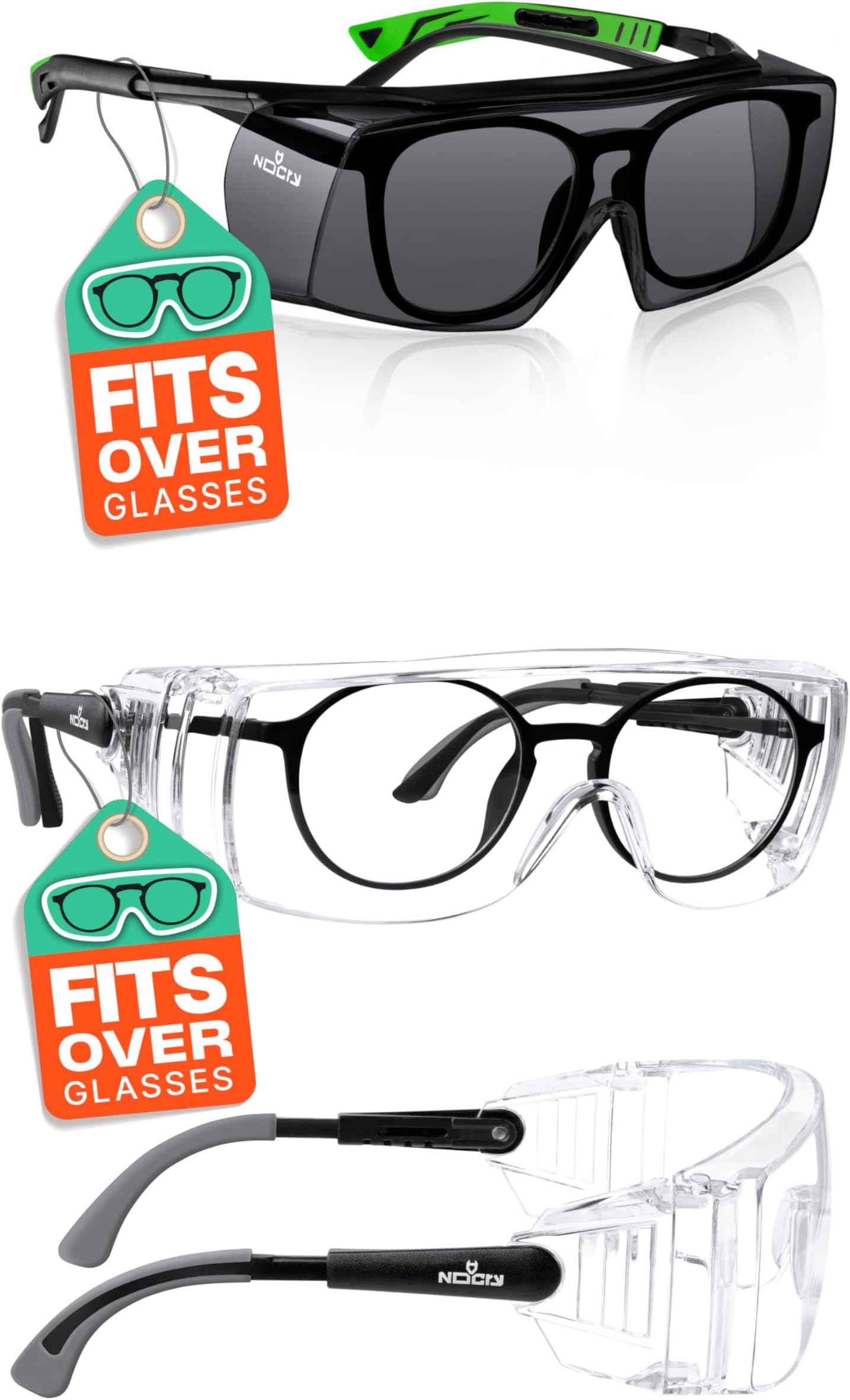 NoCry Tinted Safety Glasses Over Eyeglasses with Anti Scratch ...