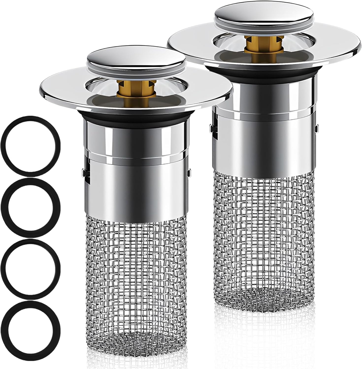 2Pcs Bathroom Sink Stopper Hair Catcher, Pop Up Sink Drain Filter for 1 ...