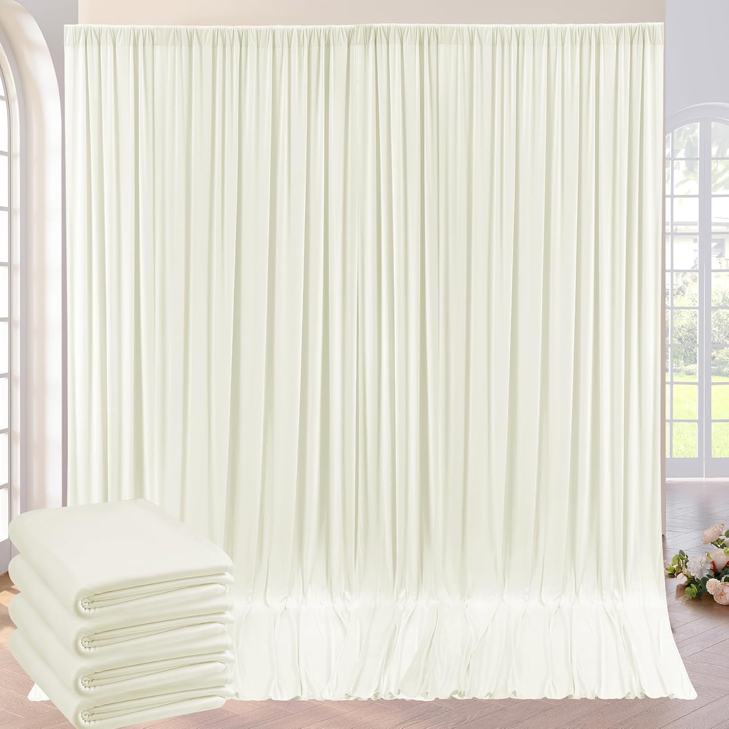 Amazon.com : 20ft x 10ft Wrinkle Free Ivory Backdrop Curtain for ...