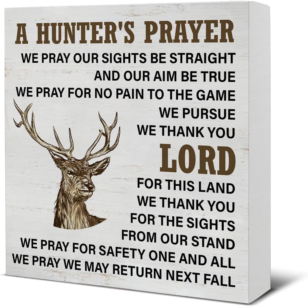Amazon.com: Rustic Hunting Decor, Deer Decor Hunter's Prayer Wood Sign ...